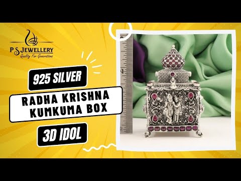 925 Silver 3D Radha Krishna Kumkuma box Articles Idols AI-735
